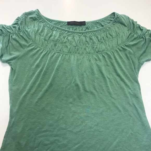The Limited | Tops | The Limited Green Striped Gathered Neckline Top ...